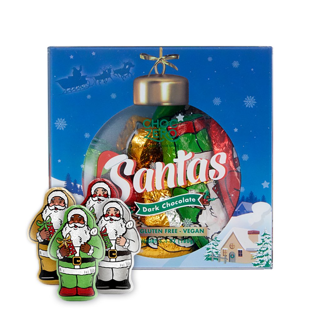 Vegan Dark Chocolate Santas - Dairy Free Christmas Chocolate – ChocZero